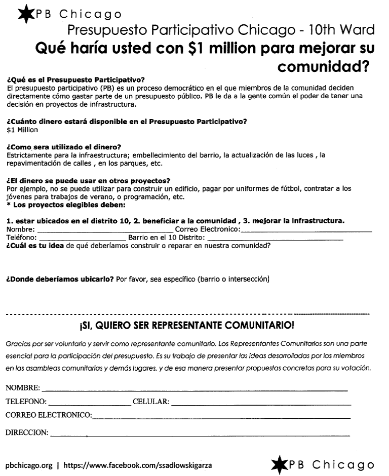 PB Idea Form 10th Ward 2016 span